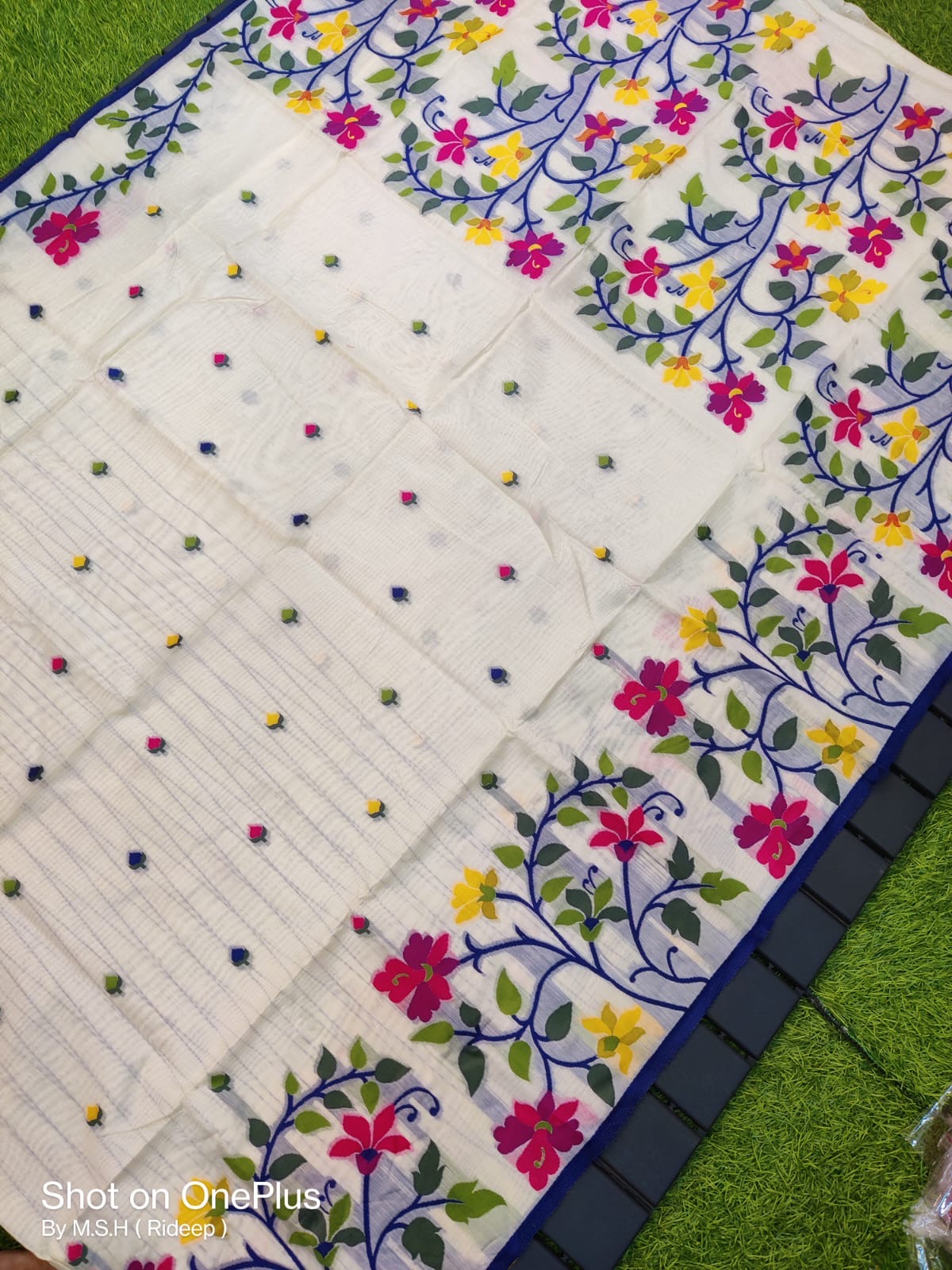 Ivory Jamdani Saree with Mina Lota Design – Samvita